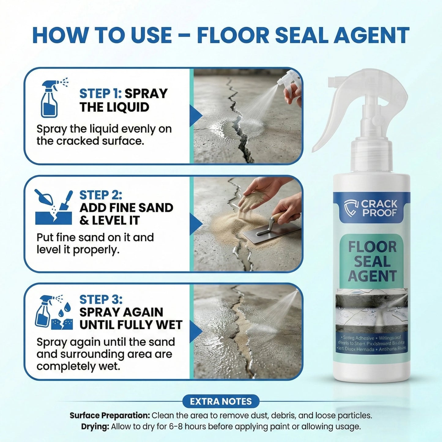 Crack Proof Floor Seal Agent | Waterproof Crack Repair Spray for Floors